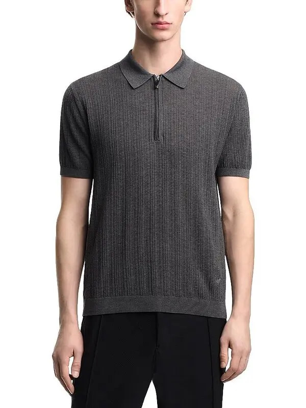 Emporio Armani Regular Fit Pullover Polo Shirt - Medium Grey Melange