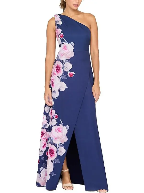 KAY UNGER Carissa One-shoulder Gown - Deep Navy