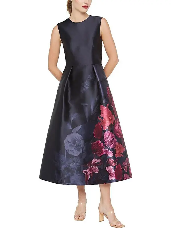 KAY UNGER Landon Tea Length Dress - Dk. Twilight Multi