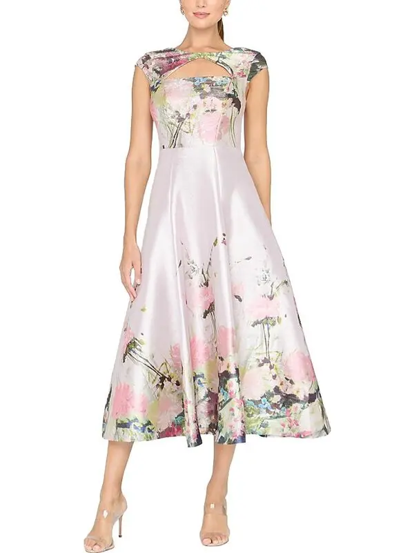 KAY UNGER Augusta Tea Length Dress - Lilac Mist Multi
