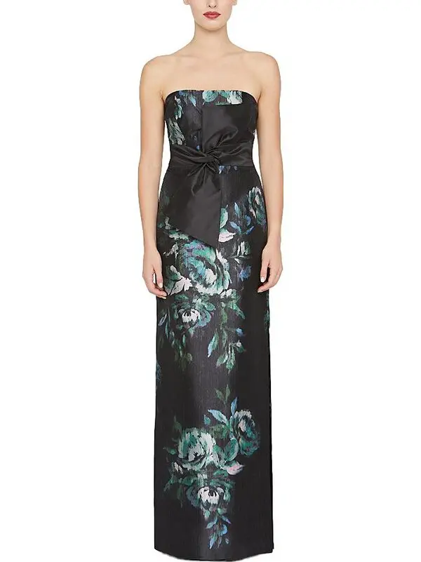 KAY UNGER Constance Column Gown - Black/deep Green