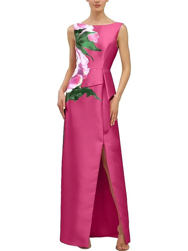 KAY UNGER Luciana Column Gown - Rose Bud