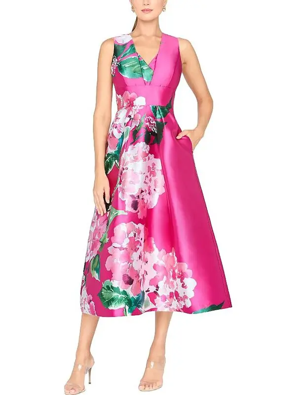KAY UNGER Raina Tea-length Dress - Spring Pink