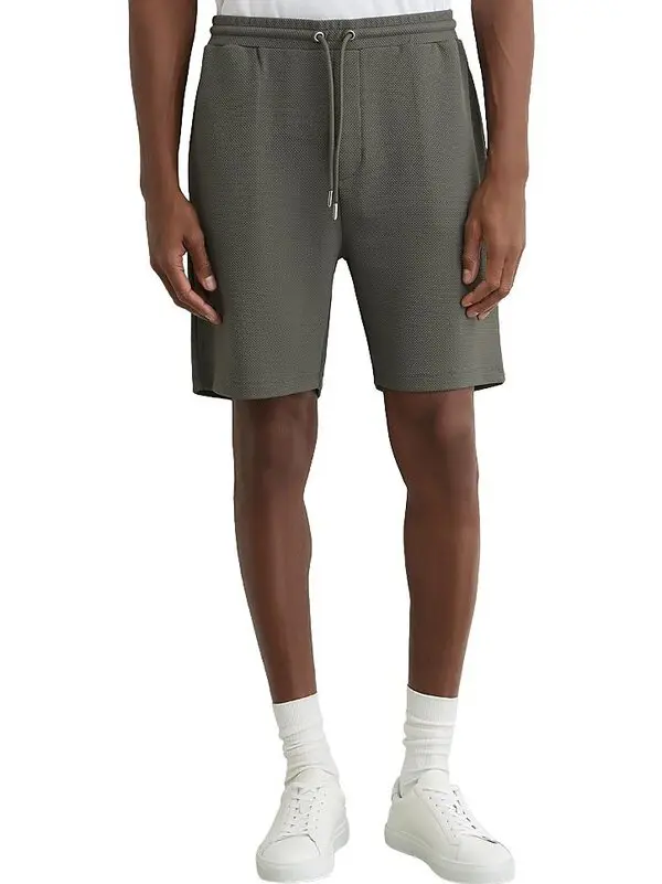 REISS Textured Drawstring Shorts - Sage Green