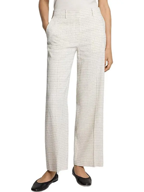 Theory Check Trousers - Natural Multi