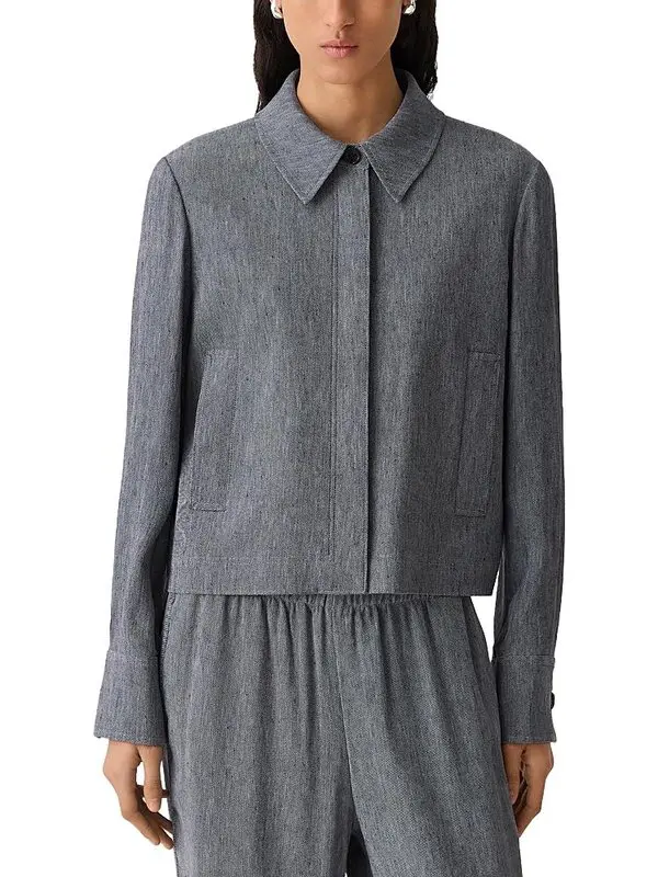 Theory Cropped Denim Jacket - Ink Blue