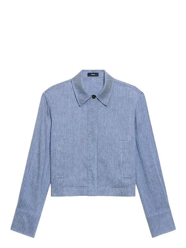 Theory Cropped Denim Jacket - Light Denim