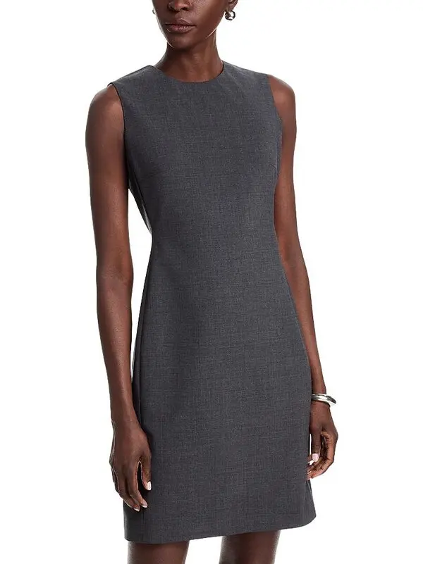 Theory Classic Wool Blend Sheath Dress - Charcoal Melange
