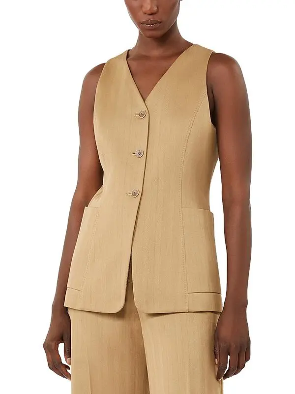 Max Mara Mxmfalla Semi Fitted Single Breasted Gilet - Desert