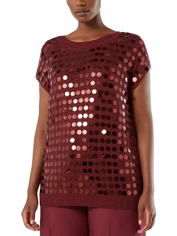 Marina Rinaldi Mrsvisone Sequin Top - Cherry