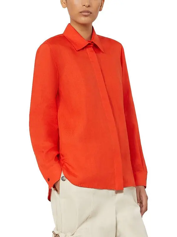Max Mara Linen Button Down Shirt - Coral