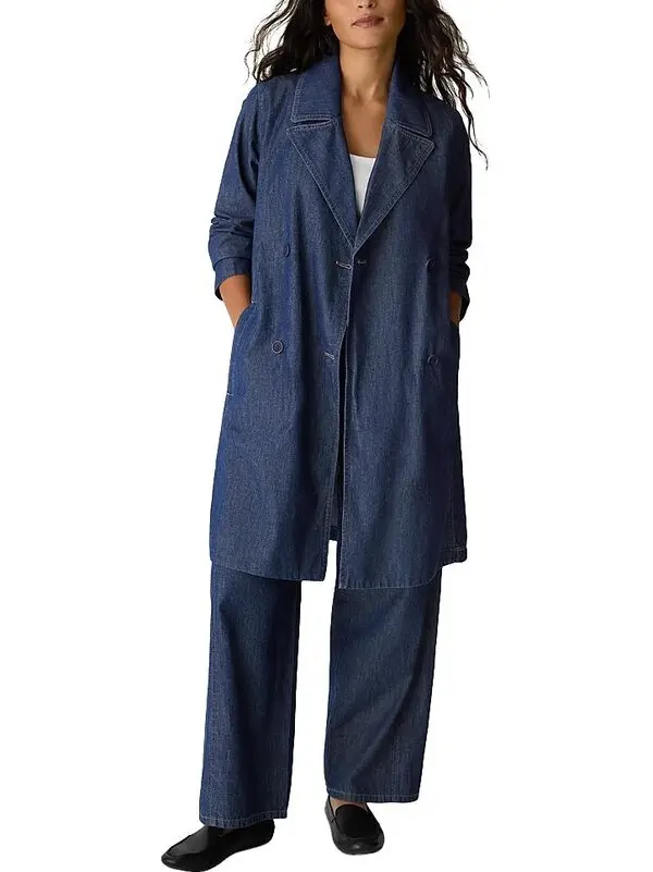 Eileen Fisher Denim Trench Coat - Dark Indigo