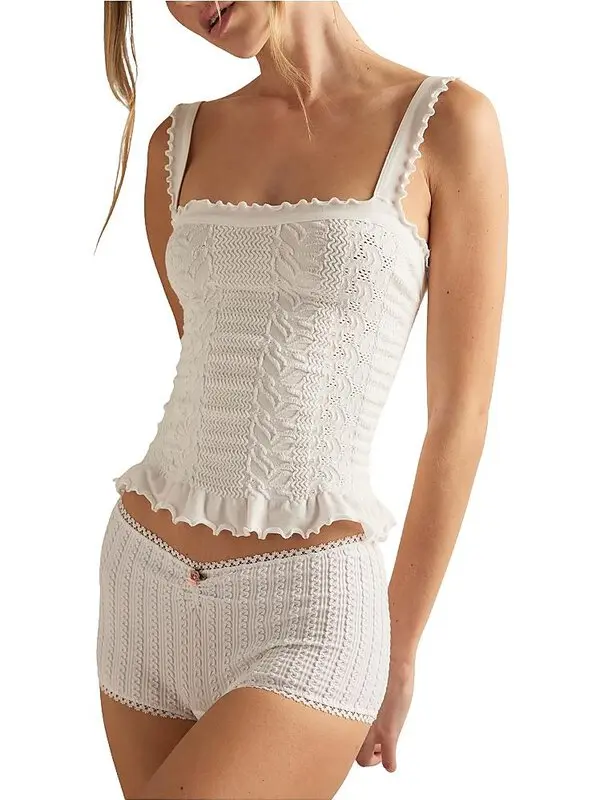 Free People So Soft Femme Square Neck Top - Clean Ivory