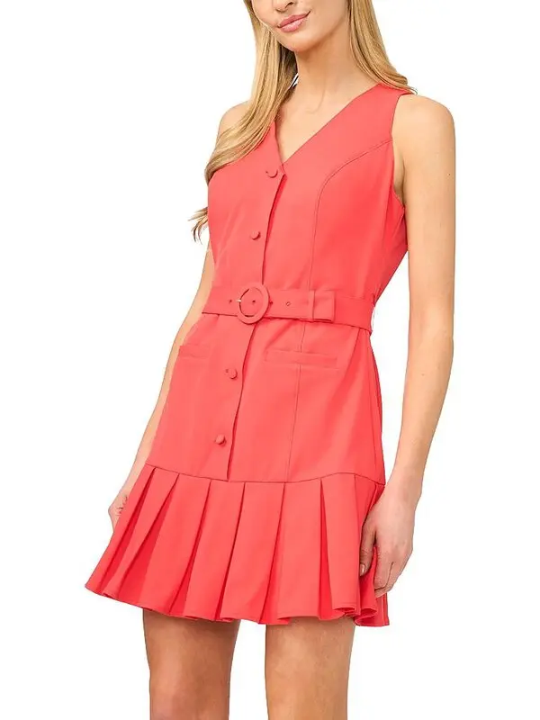 CECE DUPRAZ Sleeveless Belted Shirtdress - Cayenne