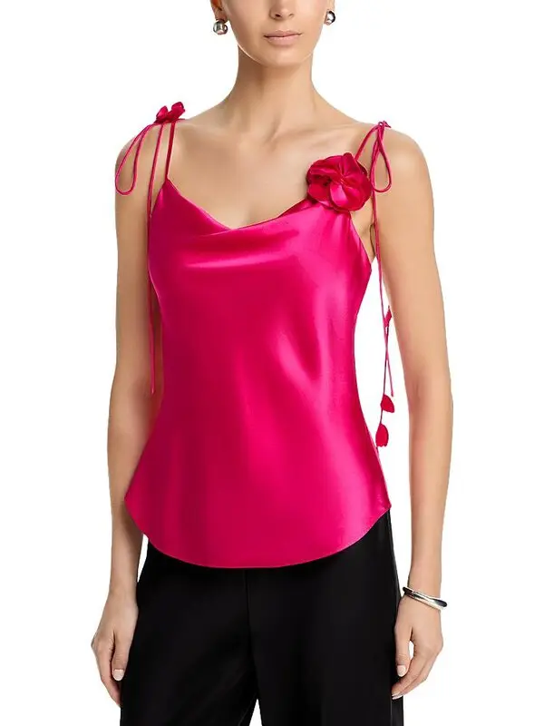 Cinq À Sept Trailing Flower Marta Silk Camisole Top - Beetroot Purple