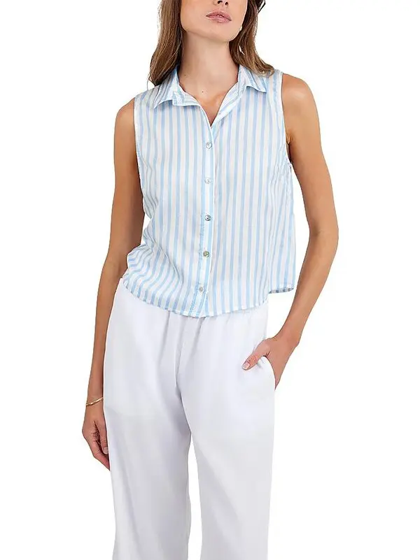 Bella Dahl Clean Sleeveless Button-down Top - Tidal Blue