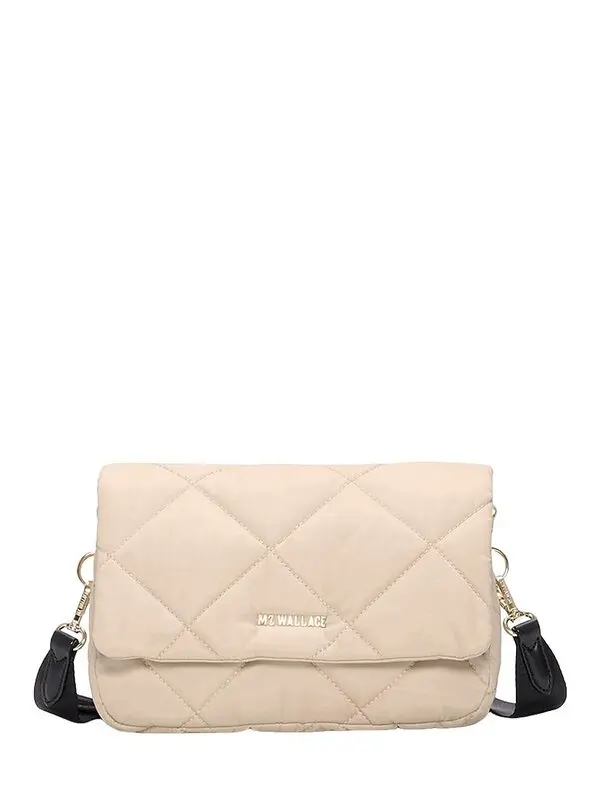 Mz Wallace Small Quilted Nylon Crossbody Bag - Buff/black/light Gold