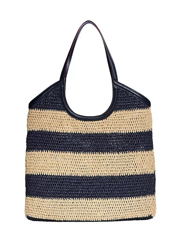 Mz Wallace Georgica Large Striped Crochet Tote Bag - Navy/natural