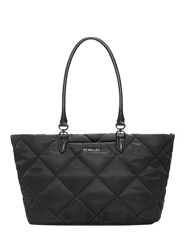 Mz Wallace Medium Quilted Nylon Tote Bag - Black/charcoal