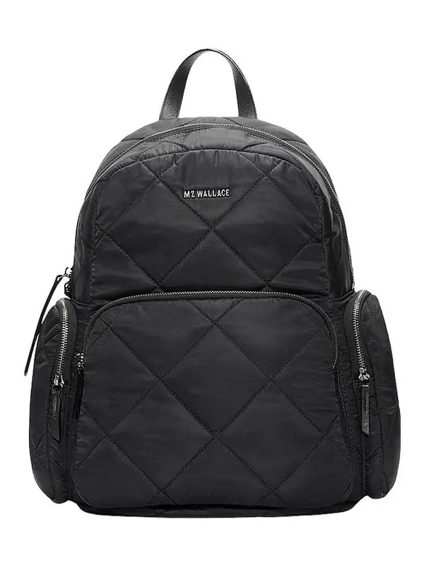 Mz Wallace Madison Extra Large Quilted Nylon Backpack - Black/black
