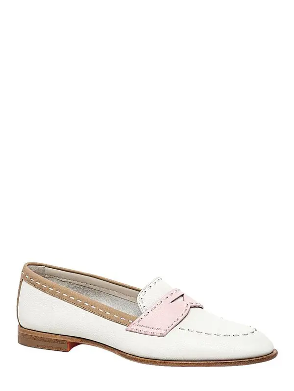 Santoni Leather Penny Loafer - White