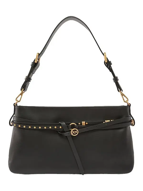 Pinko Classic Leather Belted Shoulder Bag - Zq