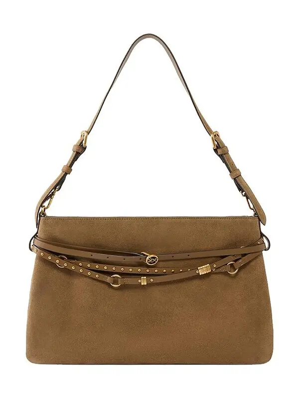 Pinko Big Suede Belted Shoulder Bag - Lq