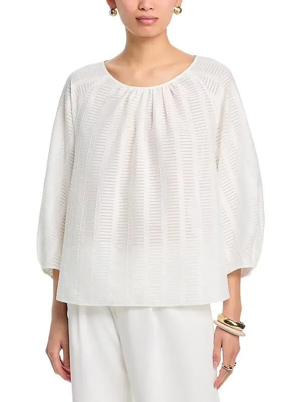 Lafayette 148 New York Oversized Blouse With Blouson Sleeves - Cloud