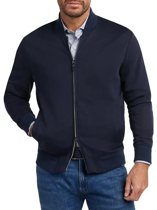David Donahue Cruiser Cotton Bomber Jacket - Navy
