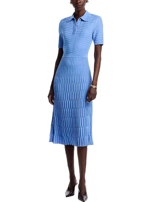 Misook Wrinkle Resistant Soft Knit Midi Dress - Tranquil Blue