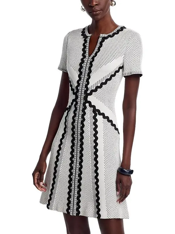 Misook Knit Wrinkle Resistant Dress - White/black