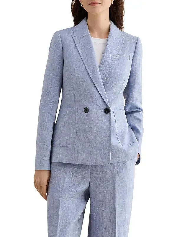 HOBBS LONDON Petite Estella Linen Blazer - Blue White