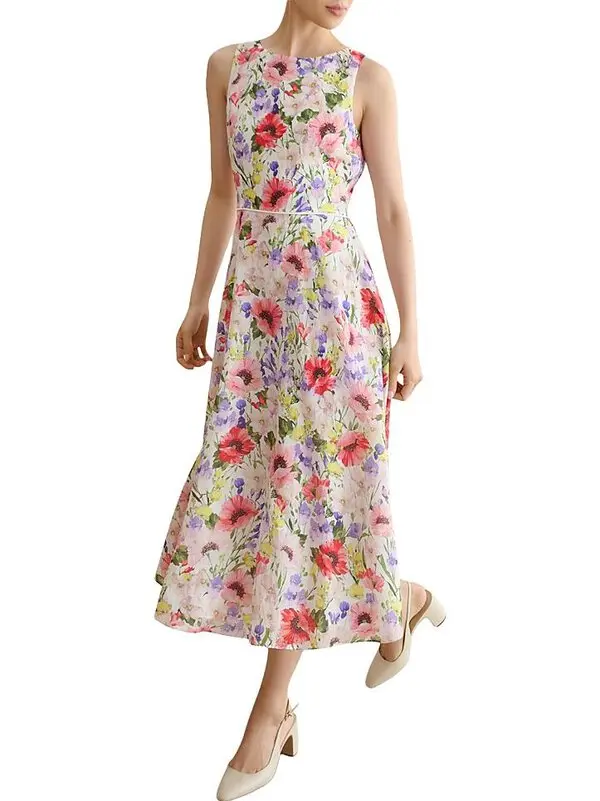 HOBBS LONDON Floral Print Midi Dress - Ivory/multi