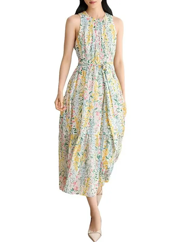 HOBBS LONDON Lillian Belted Midi Dress - Ivory Multi
