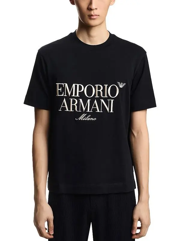 Emporio Armani Logo Tee - Solid Blue