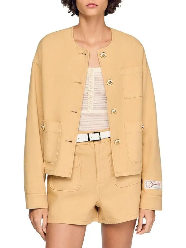 Sandro Dallas Denim Jacket - Beige