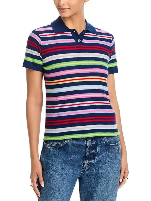 Majestic Filatures Extrafine Cashmere Striped Polo Shirt - Abyss