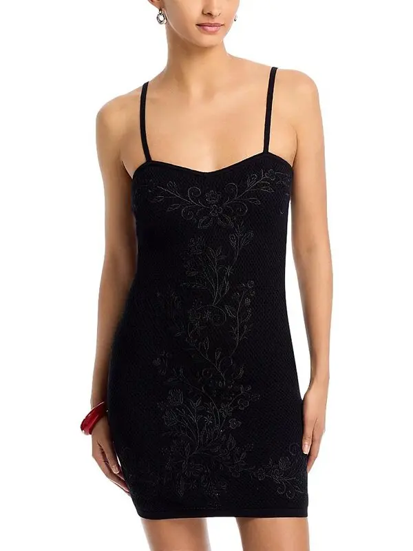Aqua Placed Crochet Midi Dress - Black