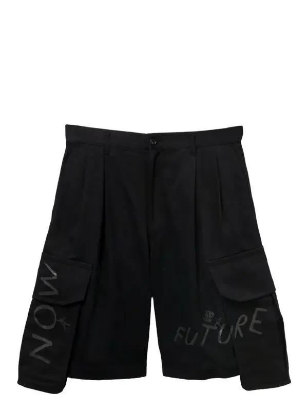 Comme Des Garçons Slogan-print Wide-leg Cargo Shorts - Blue