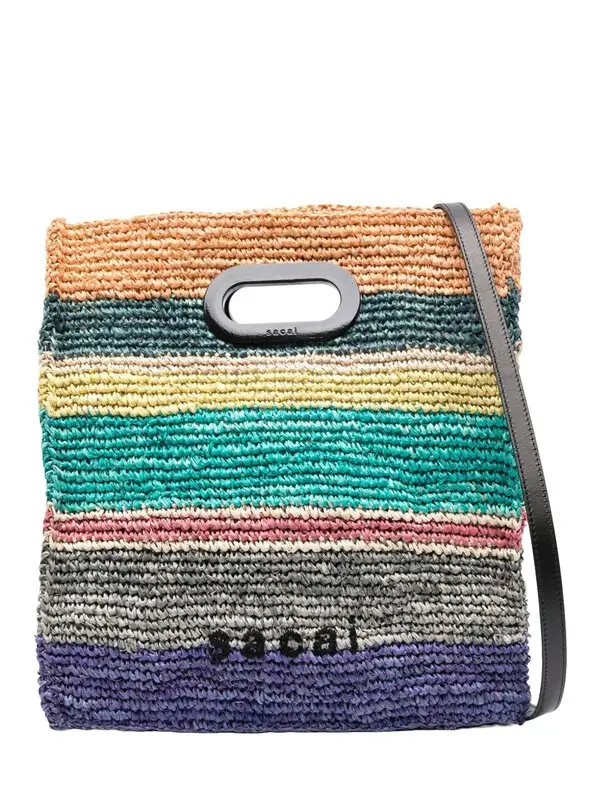 Sacai Medium Raffia Tote Bag - Multicolour