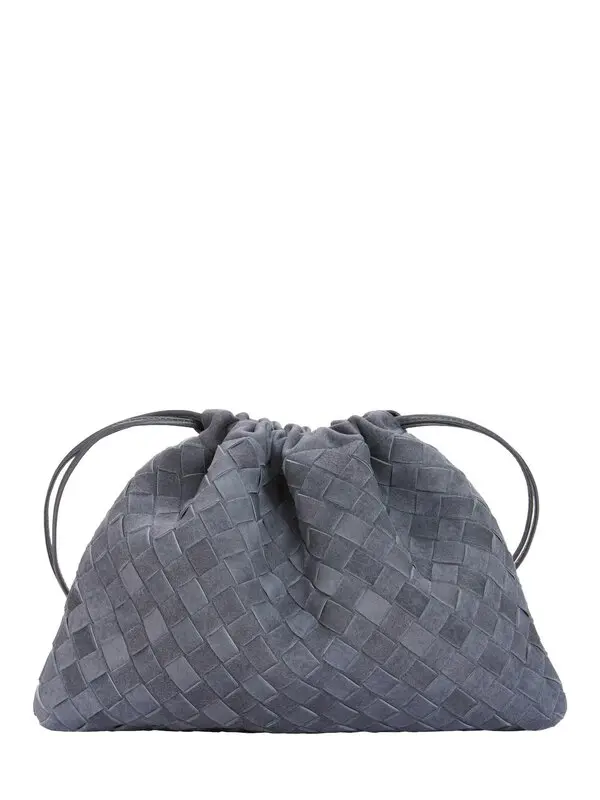 Bottega Veneta Intrecciato Suede Shoulder Bag - 4545 Cloudy Ind-mb