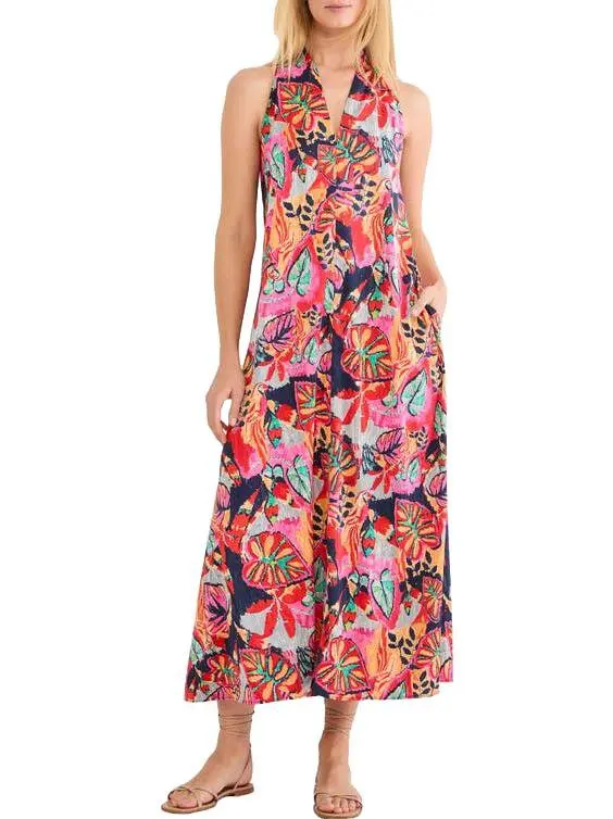 NIC+ZOE Kauai Garden Lorin Halter Neck Dress - Red Multi