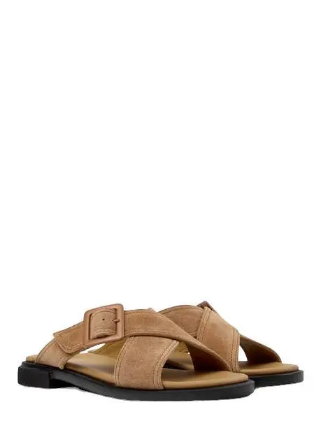 Camper Edy Suede Slide Sandal - Medium Brown