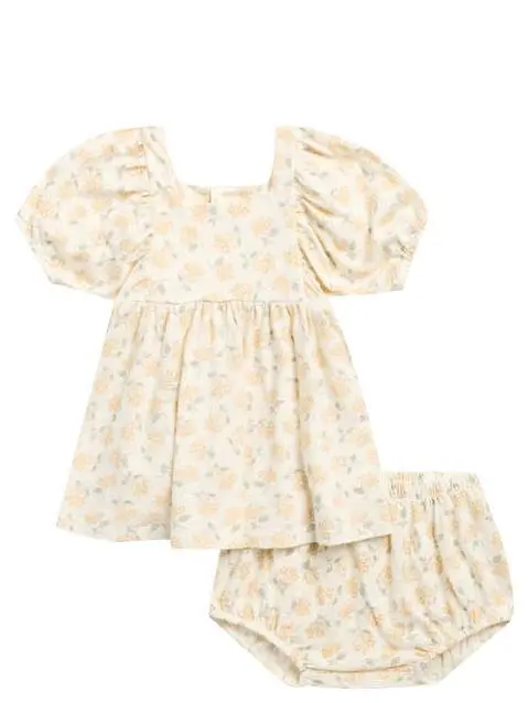 RYLEE + CRU Drea Ditsy Floral Print Dress & Bloomers Set - Ivory