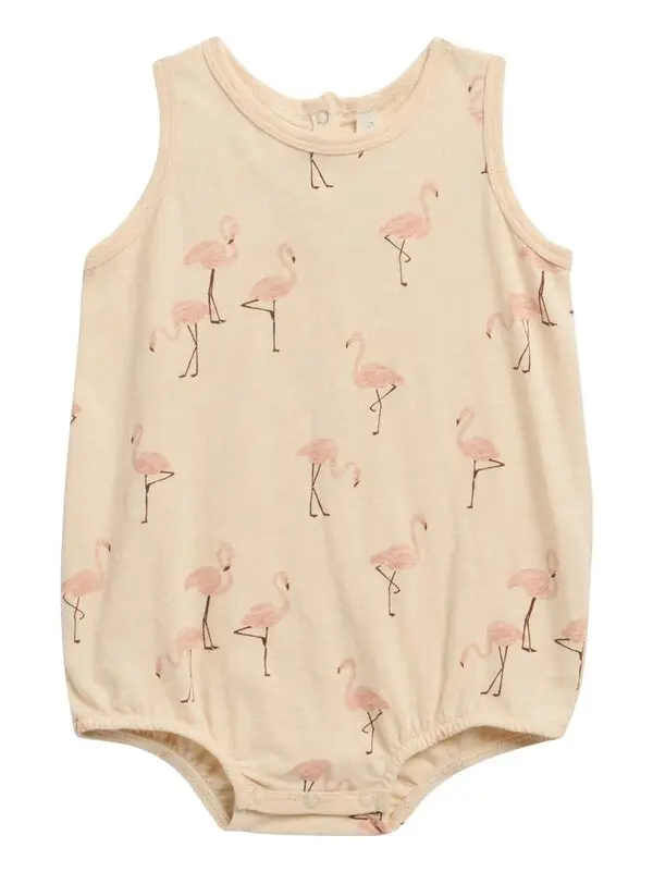 RYLEE + CRU Flamingo Print Cotton Bubble Bodysuit - Shell