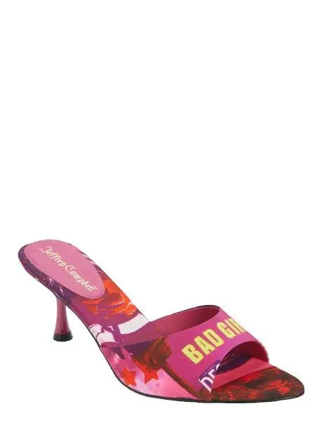 Jeffrey Campbell Slide Sandal With Heel - Fuchsia Bad Girl Combo