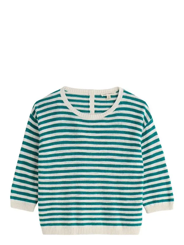 SEASALT CORNWALL Knavock Stripe Organic Cotton & Linen Sweater - Mini Cornish Deep Dive