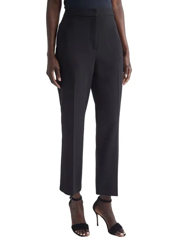 St. John Isabel Soft Stretch Suiting Slim Ankle Pants - Black