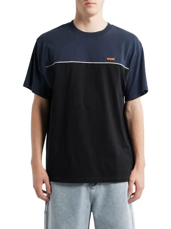 Rip Curl Halfa Panel Cotton T-shirt - Black/navy