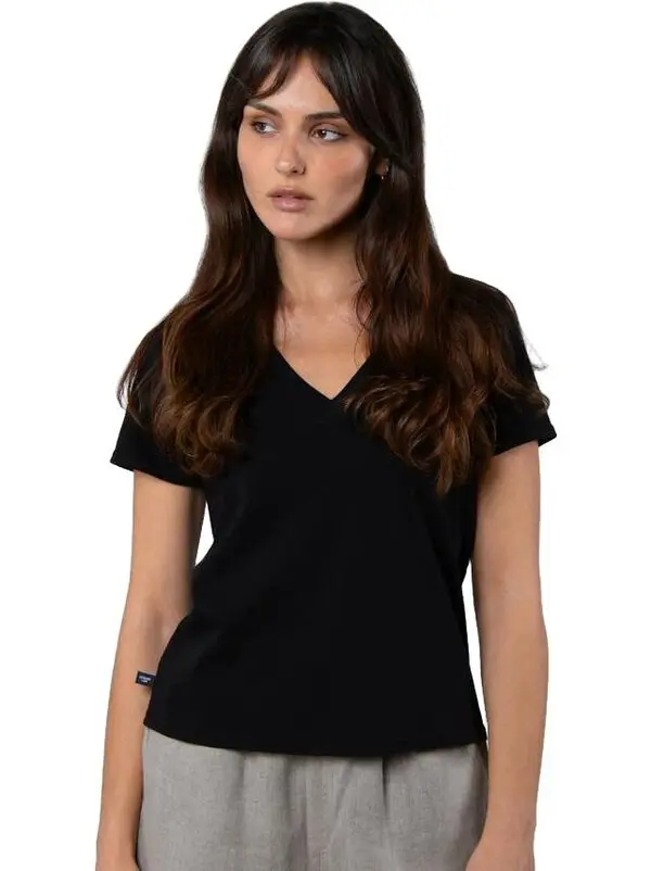 LEISURE LAB Supima V-neck T-shirt - Black